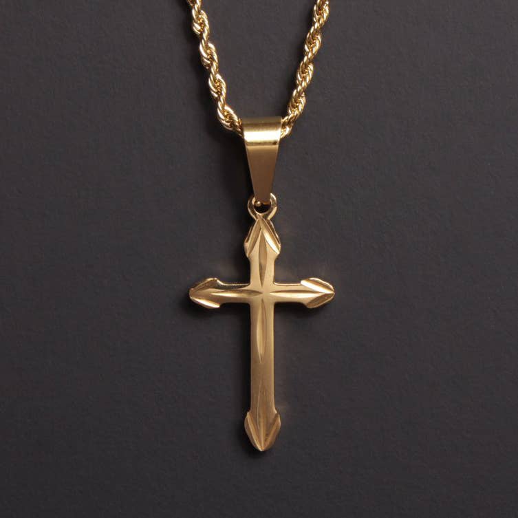 God Plated Cross Necklace for Men with Rope Chain | Morning Star ...