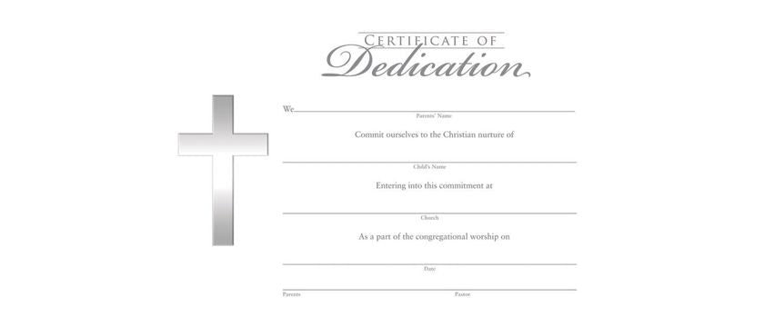 CERTIFICATE OF DEDICATION 6/PKG | Morning Star Christian Bookstores